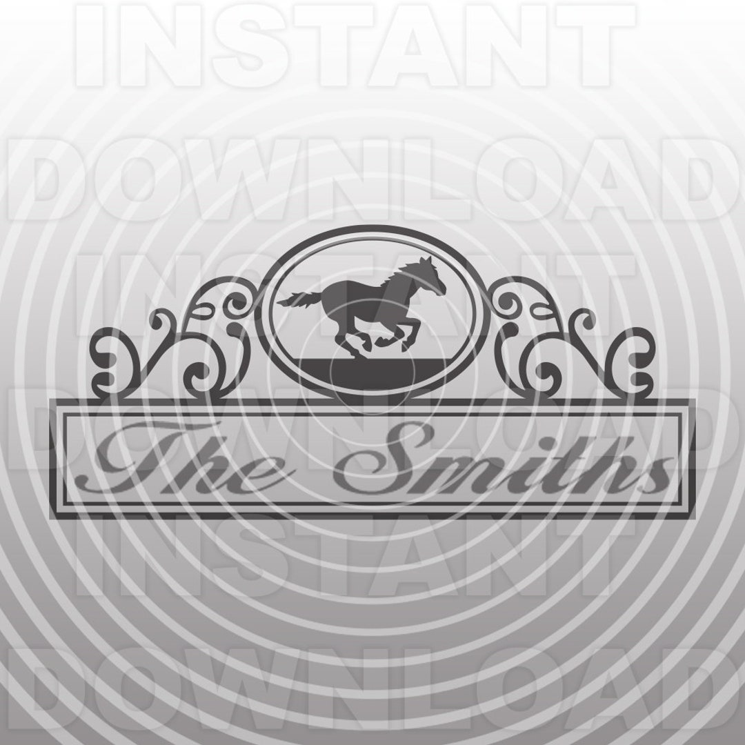 Fancy Ornate Mustang Running Mailbox Monogram Frame SVG File ...