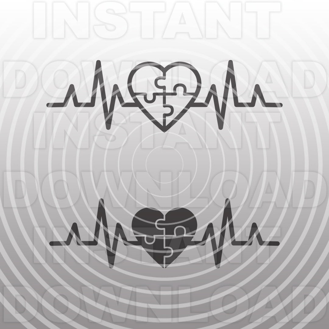 Autism Puzzle Heart SVG File,autism Heartbeat EKG SVG File -vector Art ...