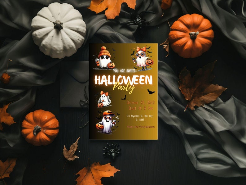 Halloween Fall Party Invitation Card Template | Digital Editable ...