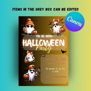 Halloween Fall Party Invitation Card Template | Digital Editable ...