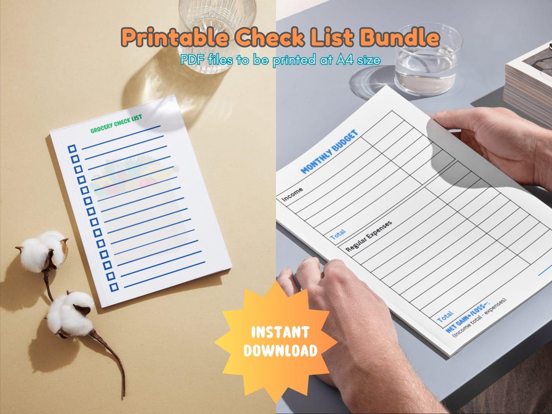 Printable Editable PDF Check List Bundle|weekly Checklist, Grocery List ...