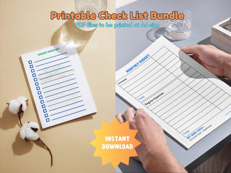 Printable Editable PDF Check List Bundle|weekly Checklist, Grocery List ...