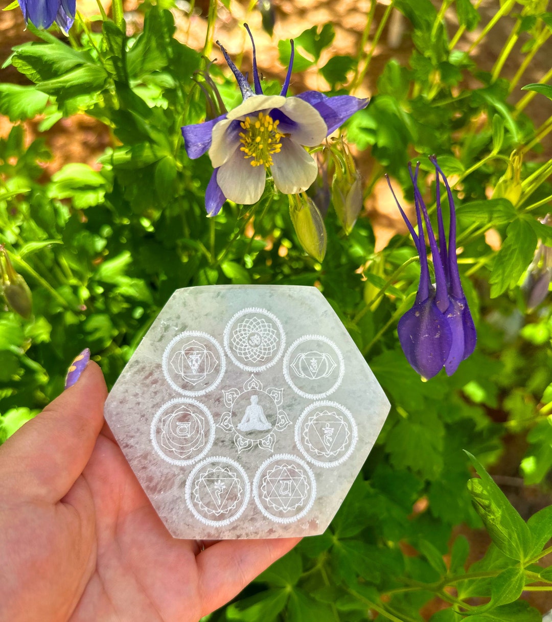 Chakra Selenite Charging Plate, Selenite Charging Grid, Chakra, Chakra ...