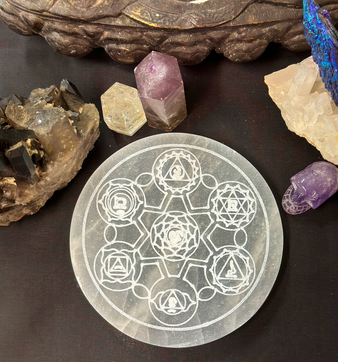 Chakra Selenite Charging Plate, Selenite Charging Grid, Chakra, Chakra ...