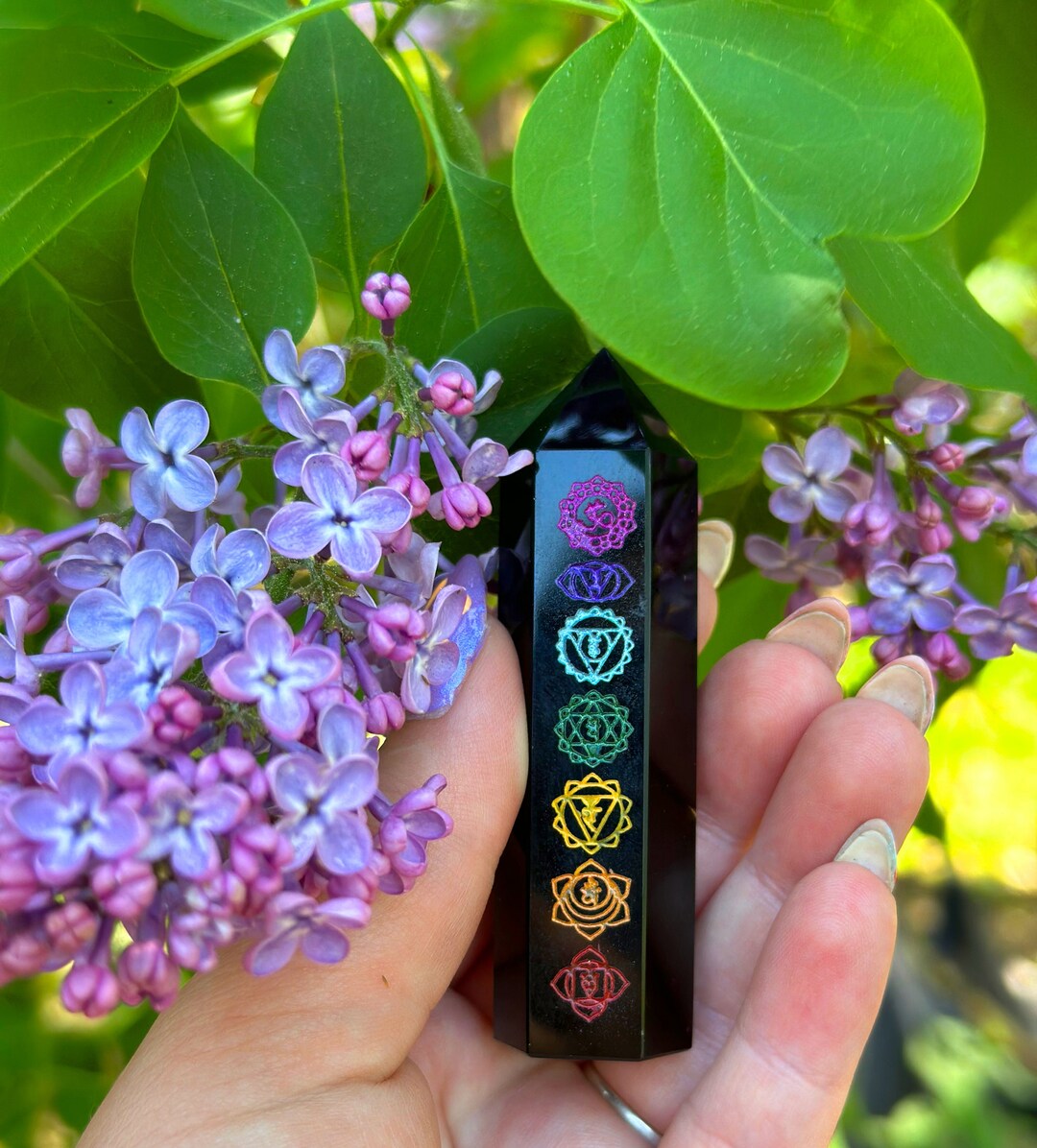 Chakra Obsidian Obelisk, Chakra Grounding Tower, Chakra, Chakra Crystal ...