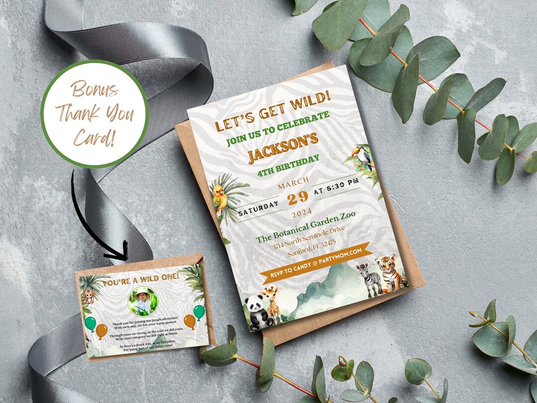 Let's Get Wild Birthday Boy Invitation, Safari Invitation Printable ...