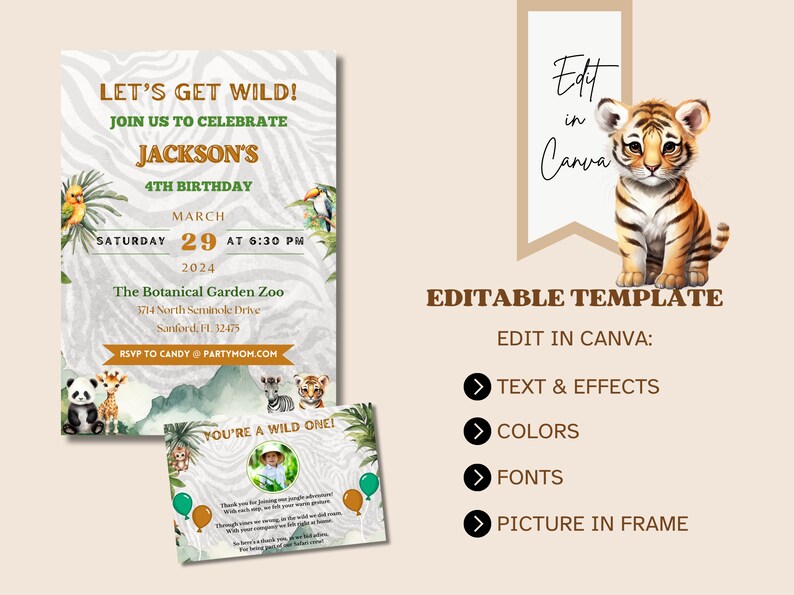 Let's Get Wild Birthday Boy Invitation, Safari Invitation Printable ...