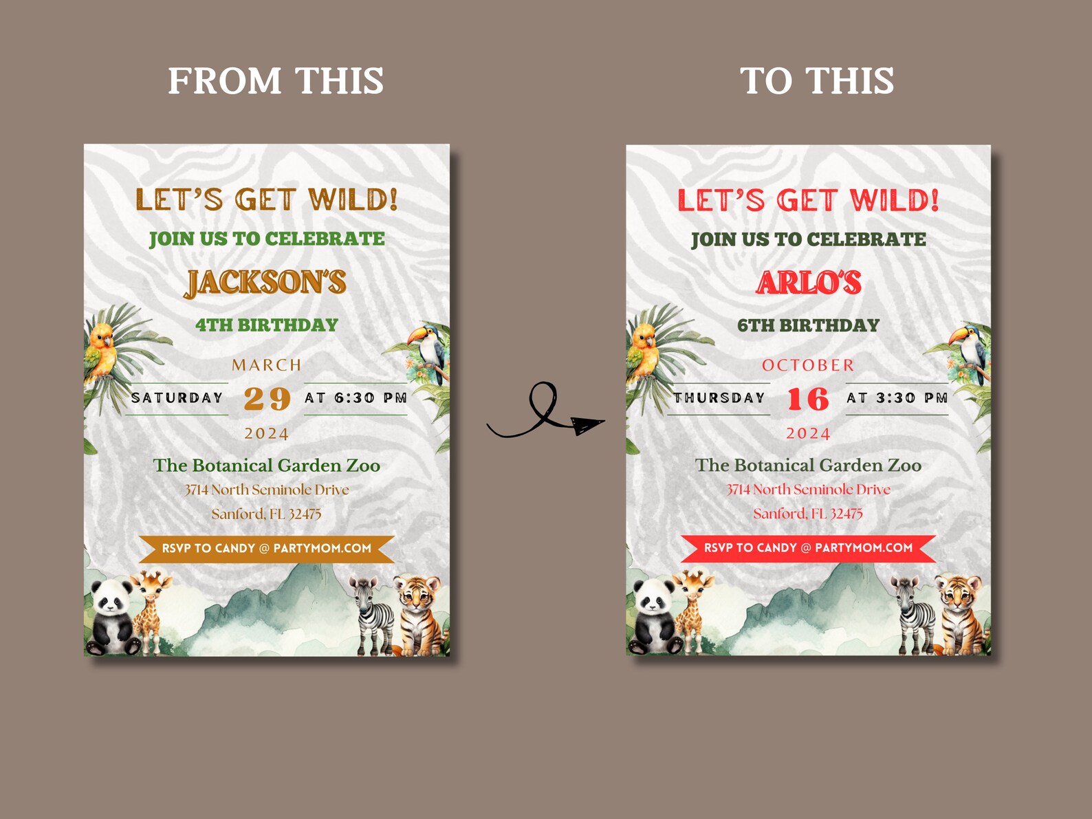 Let's Get Wild Birthday Boy Invitation, Safari Invitation Printable ...