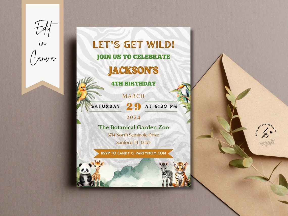 Let's Get Wild Birthday Boy Invitation, Safari Invitation Printable ...