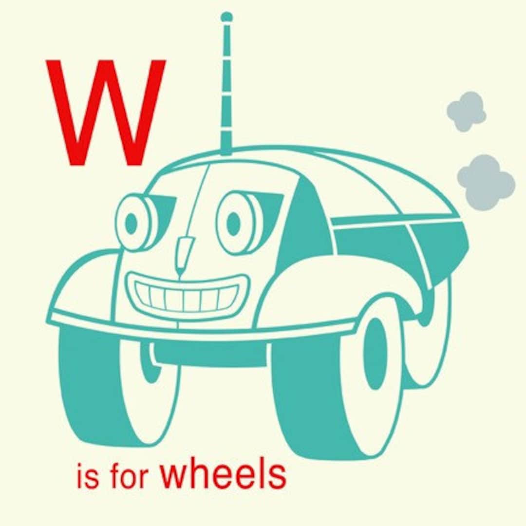 Robot Alphabet Print - W is for Wheels, Robot Nursery Decor, Baby Boy ...