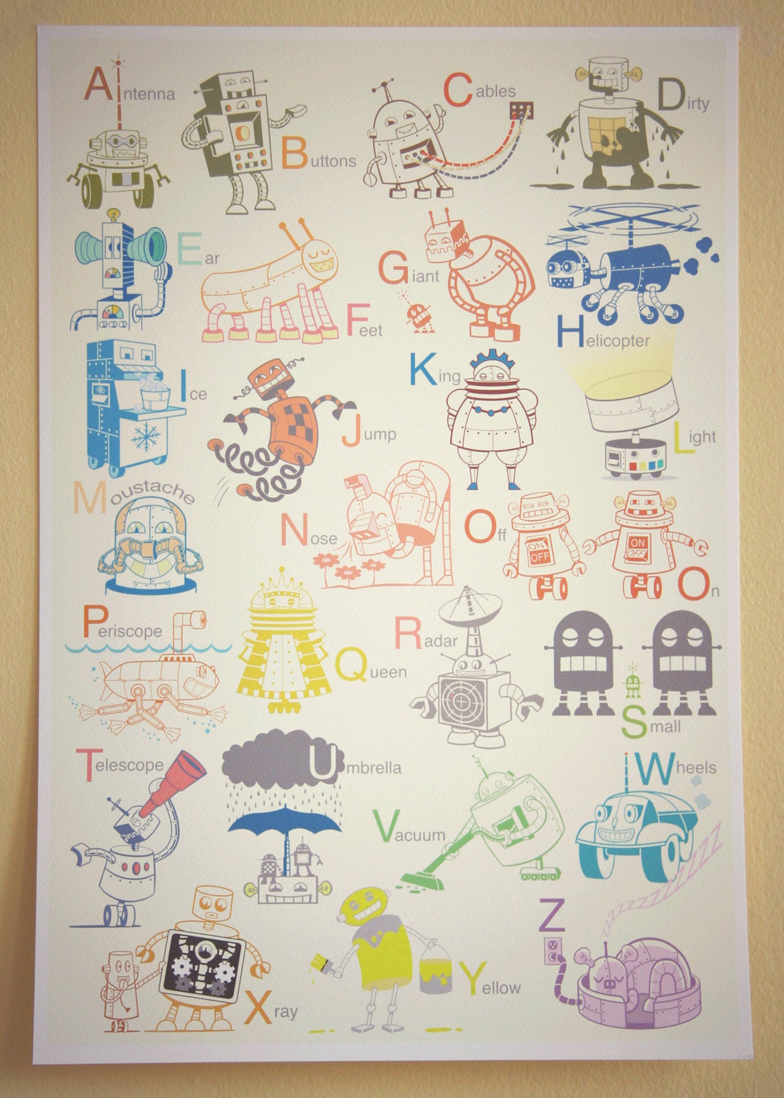 Big Robot Alphabet Art Print - Robot Poster, Baby Art, Robot Nursery ...