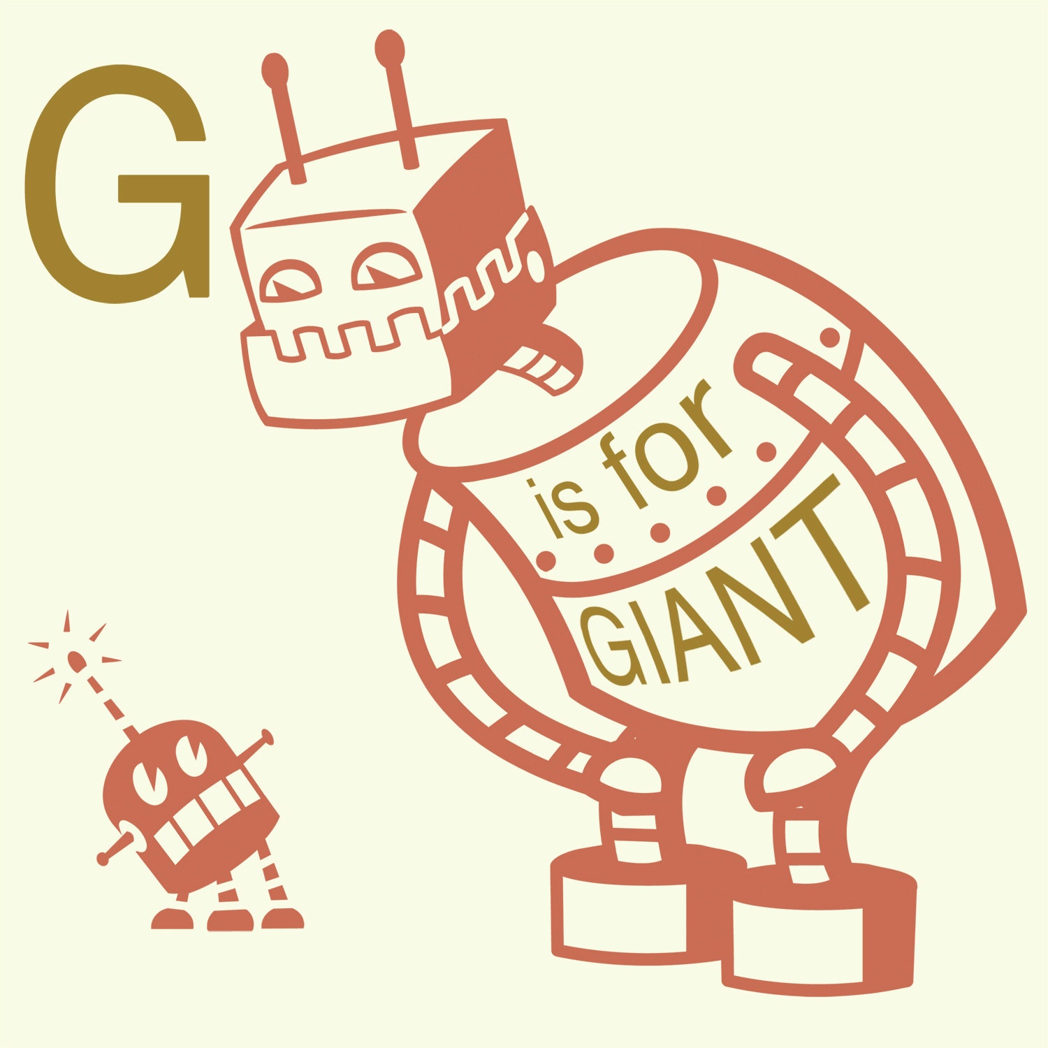 Robot Alphabet Print G is for Giant, Toddler Wall Decor, Robot Nursery ...
