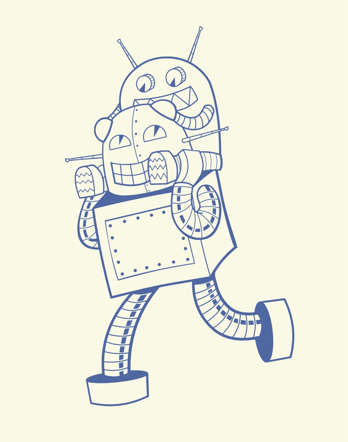 Robot and Child Print Pick Your Size Robot Wall Art, Robot Kid Art ...