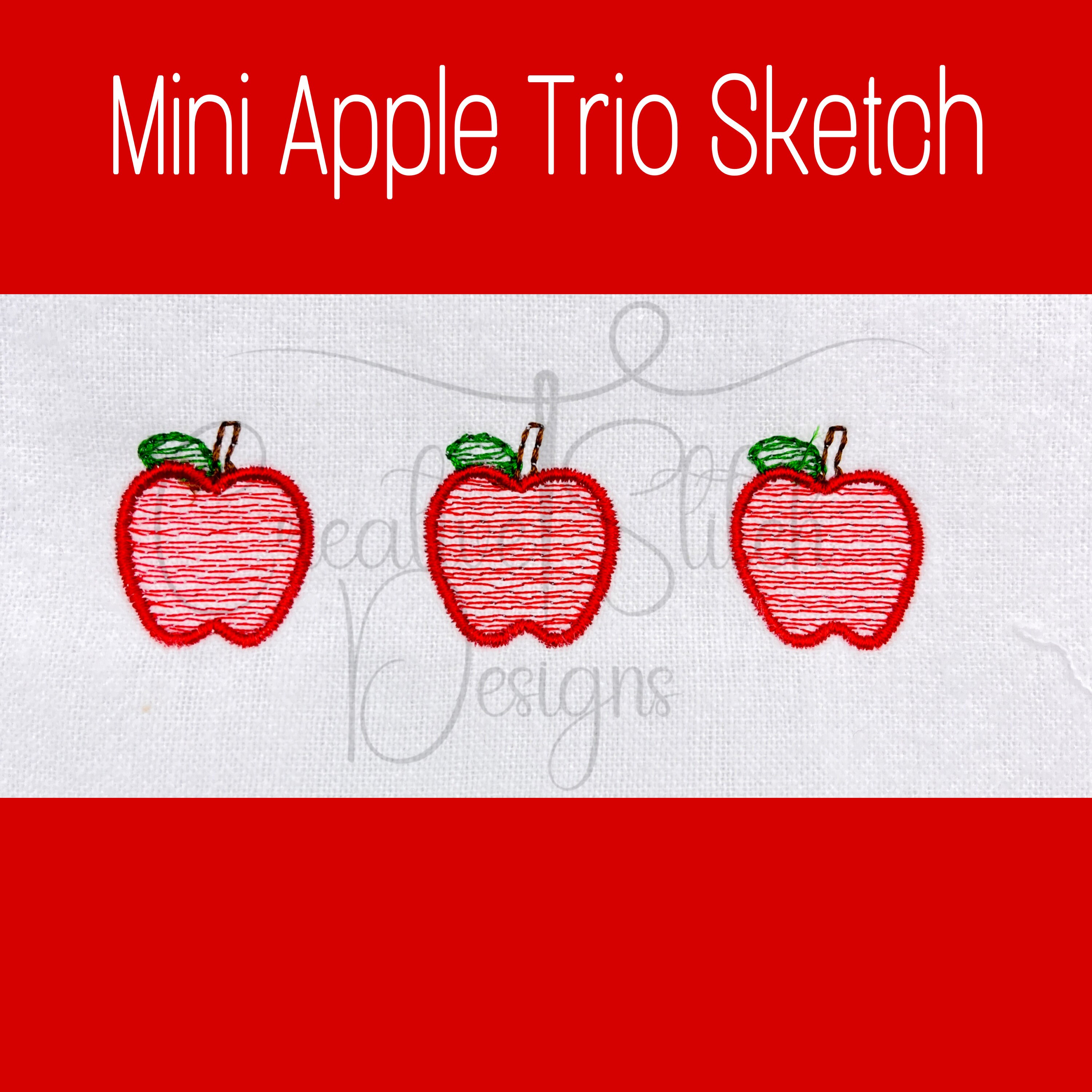 Back to School Machine Embroidery Design, Apple Sketch Embroidery ...
