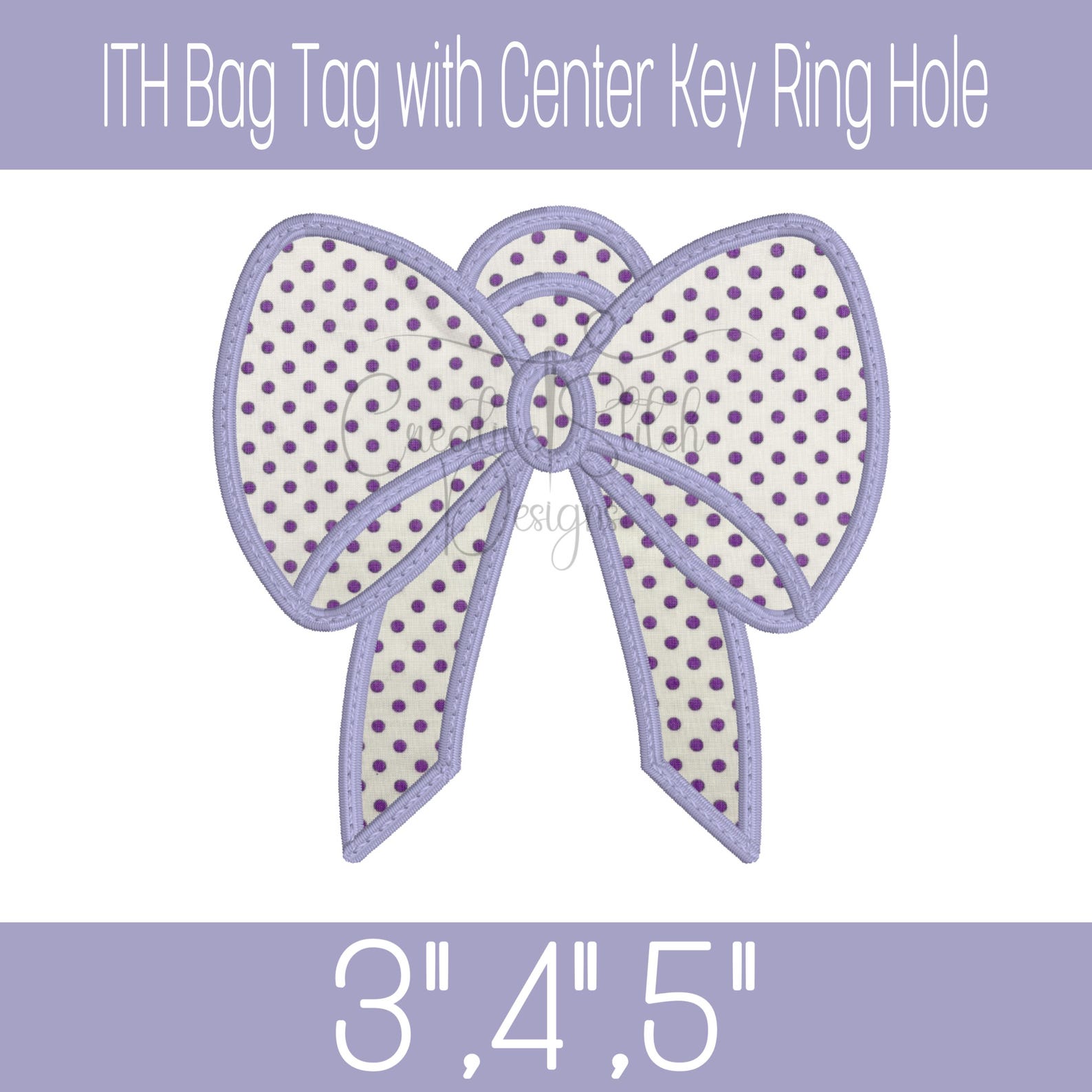 In-the-hoop Bow Bag Tag | Machine Embroidery Design | 4x4 5x7 6x10 ...