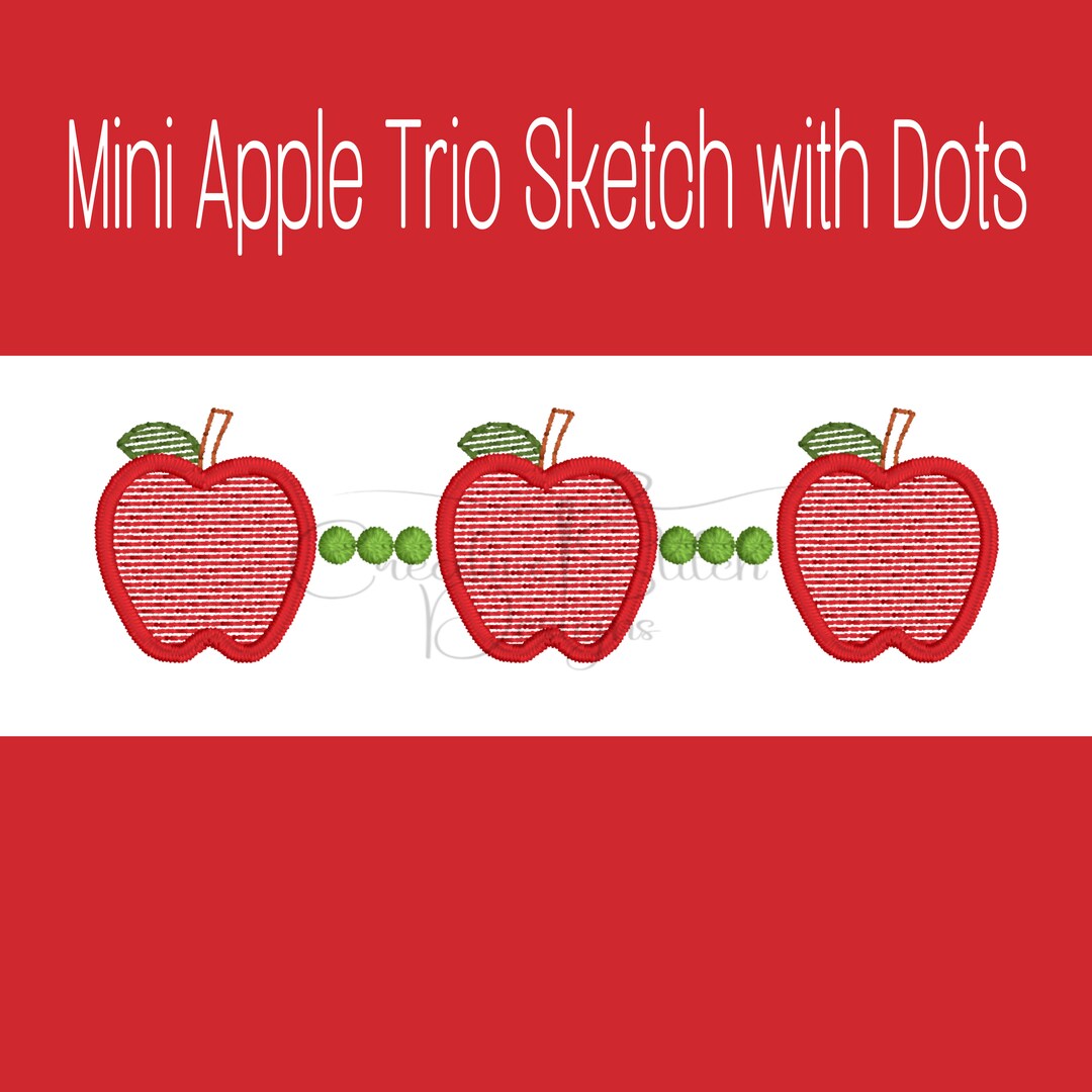 Back to School Machine Embroidery Design, Apple Sketch Embroidery ...