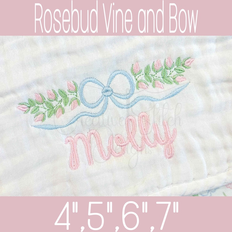 Rosebud Floral Vine With Bow Embroidery Design (digital Download ...