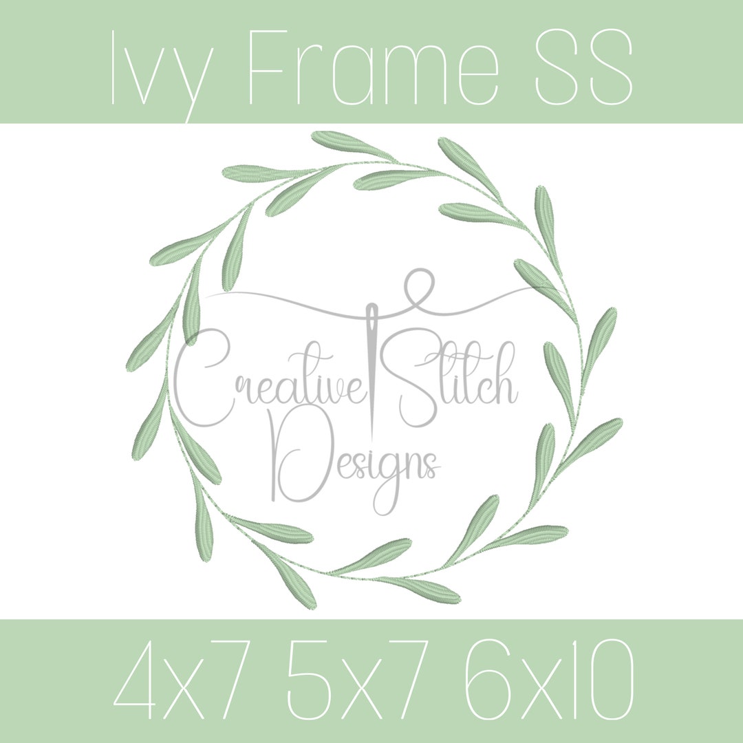 Monogram Frame Embroidery Design, Ivy Wreath Frame Embroidery Design ...