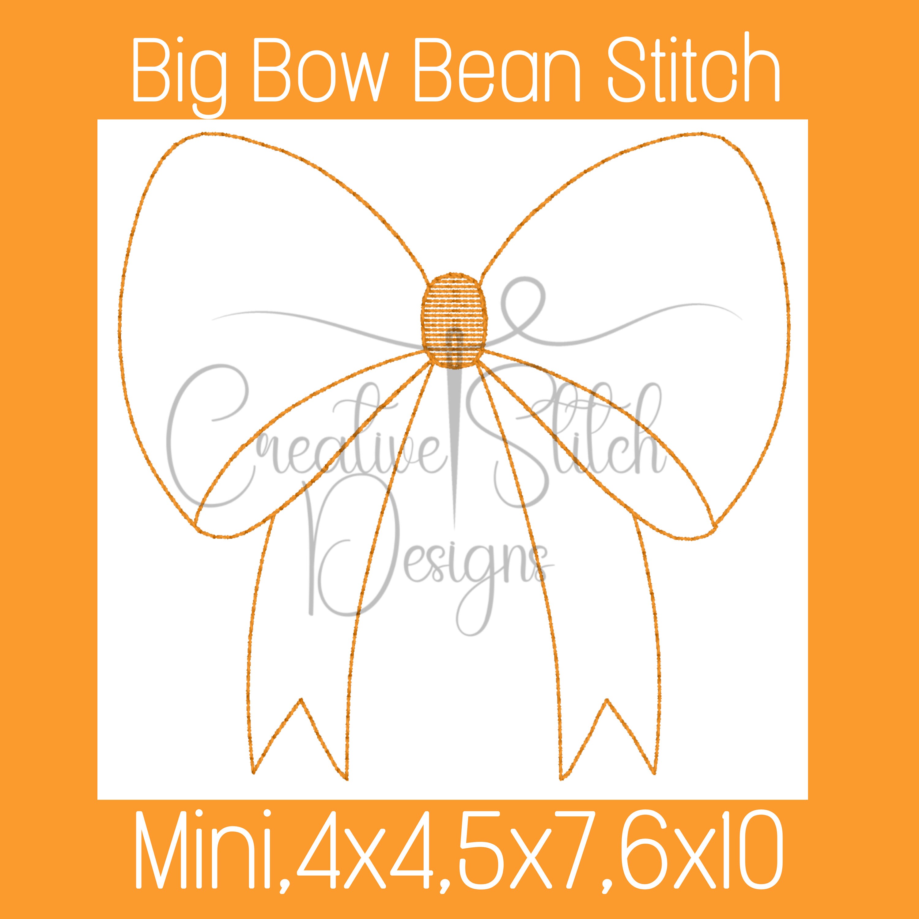 Bean Stitch Bow Embroidery Design, Bow Machine Embroidery File, Vintage ...