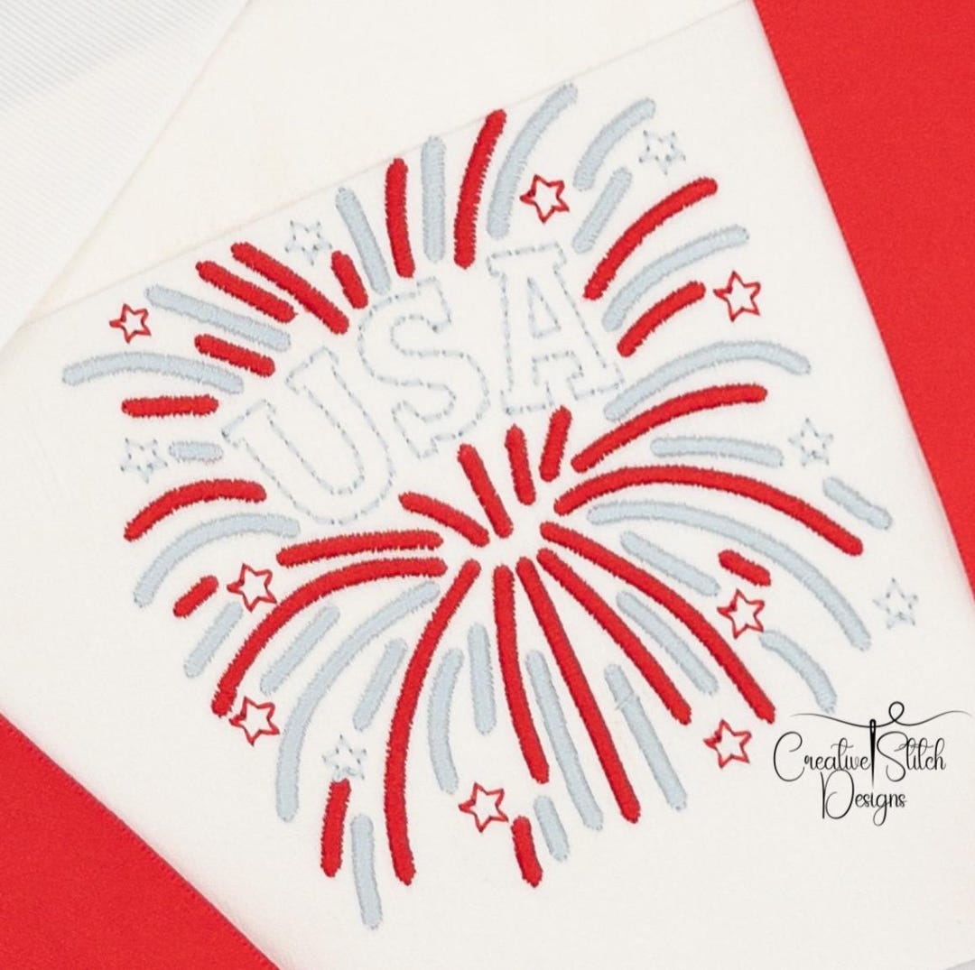 USA Fireworks Embroidery Design Fourth of July Patriotic Machine ...