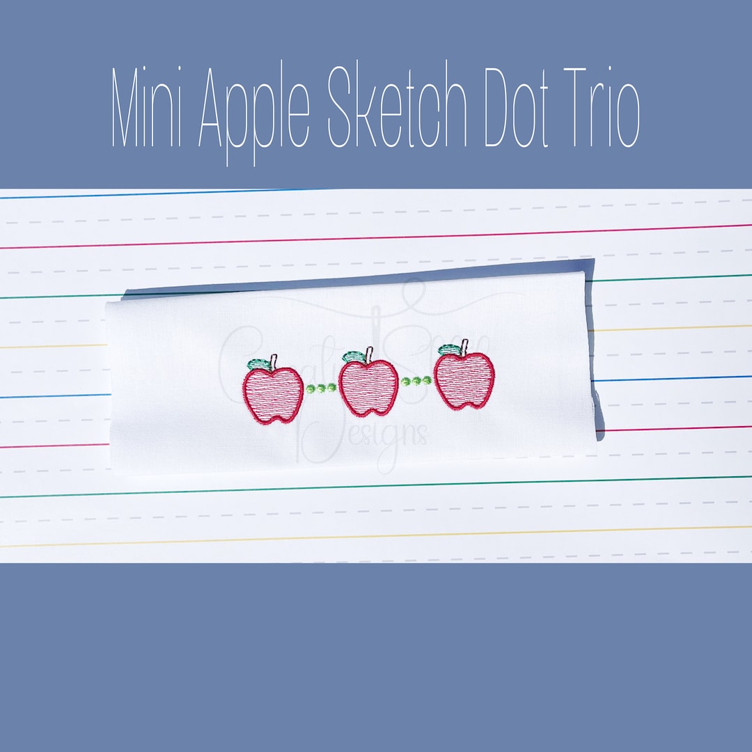 Back to School Machine Embroidery Design, Apple Sketch Embroidery ...