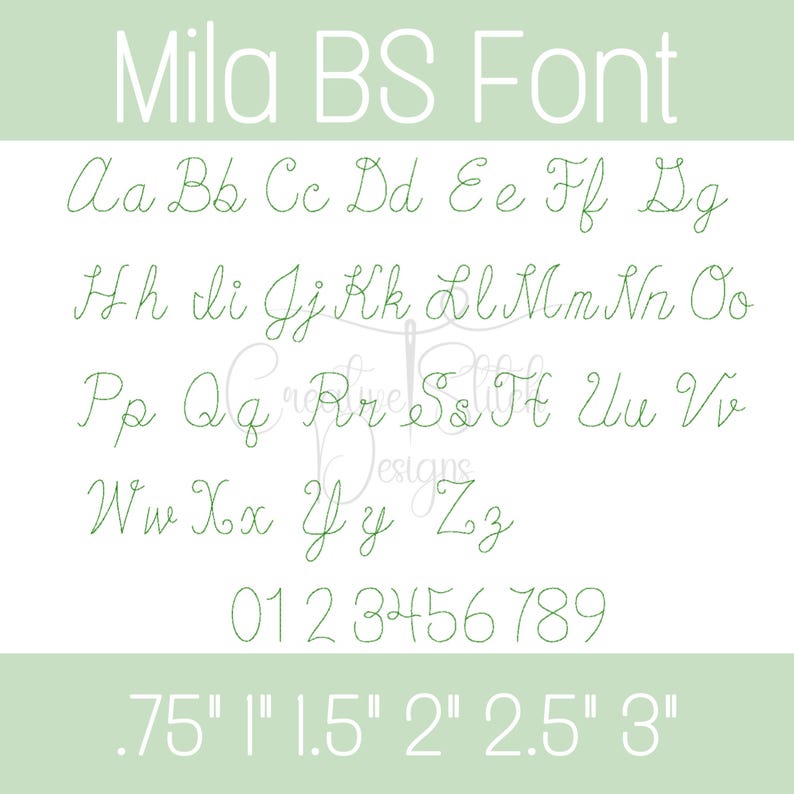 Mila Bean Stitch Cursive Script Font Machine Embroidery Design by ...