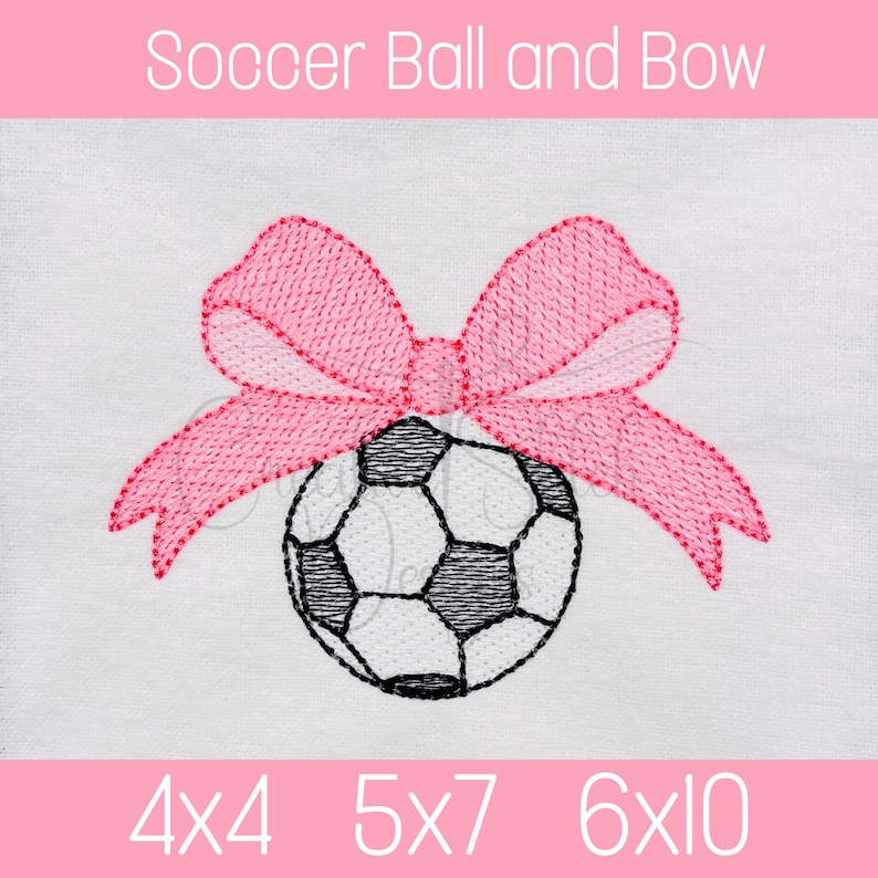 Girl Soccer Embroidery Design, Bow and Soccer Embroidery Design, Sports ...