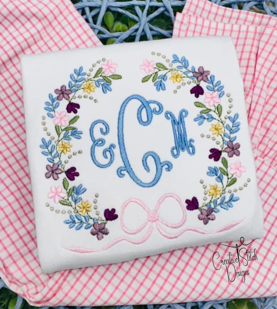 Floral Vine Monogram Frame Embroidery Design: Vintage Heirloom (digital ...