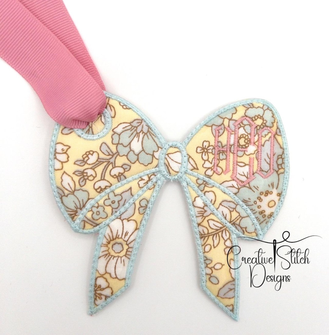 In-the-hoop Bow Bag Tag | Machine Embroidery Design (digital Download ...