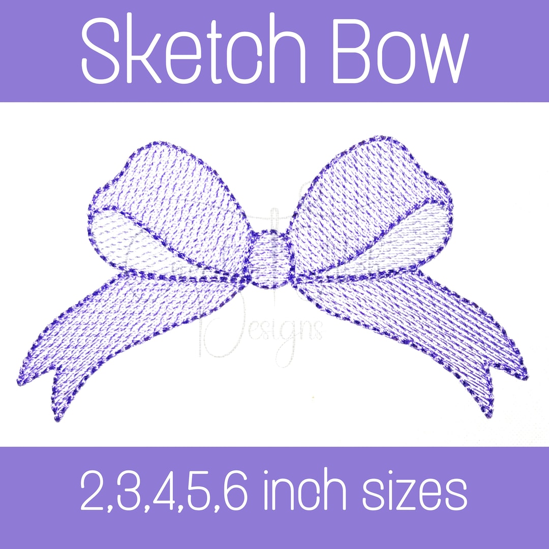 Sketch Bow Embroidery Design: Machine Embroidery File (digital Download ...