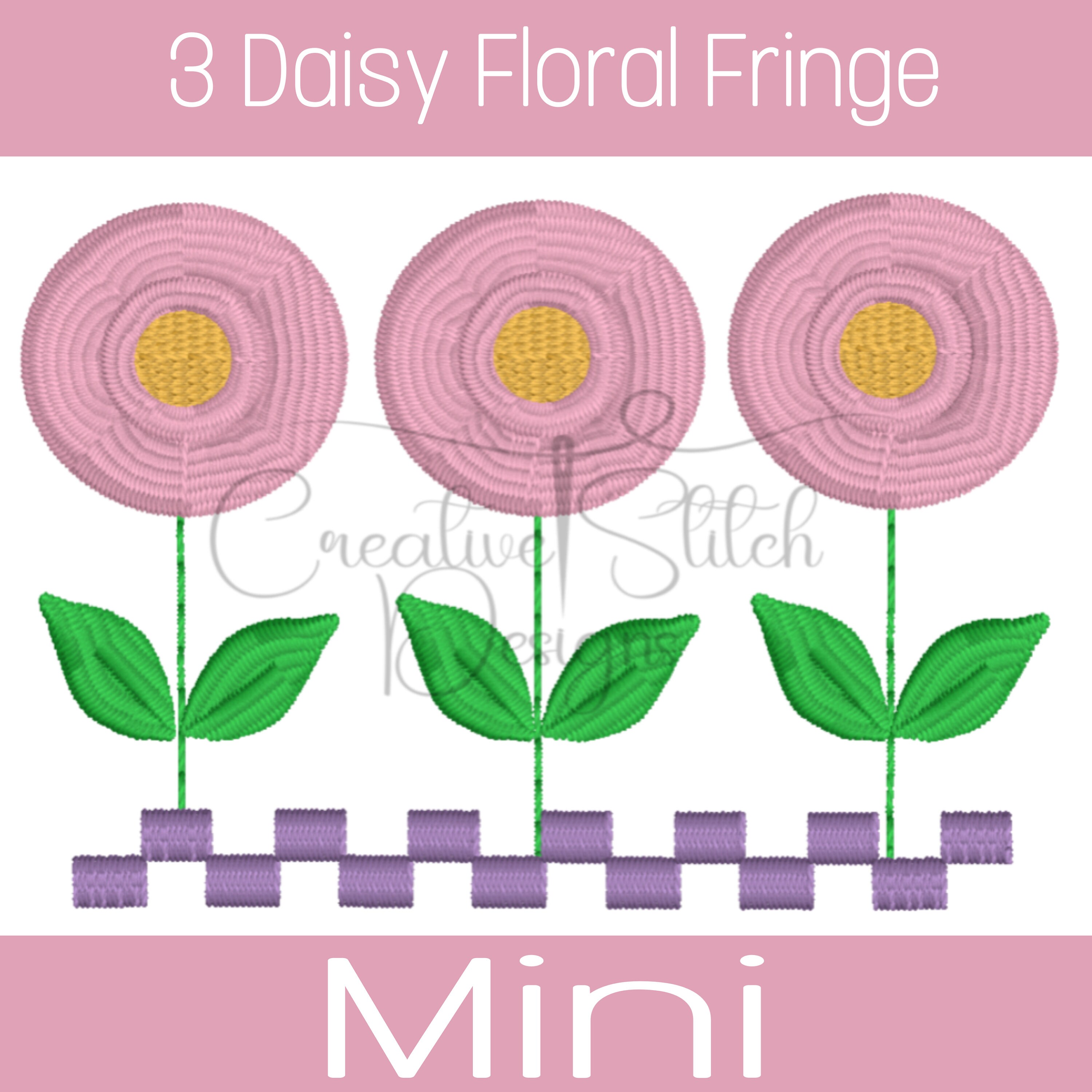 Daisy Floral Embroidery Design, Fringed Floral Embroidery Design ...