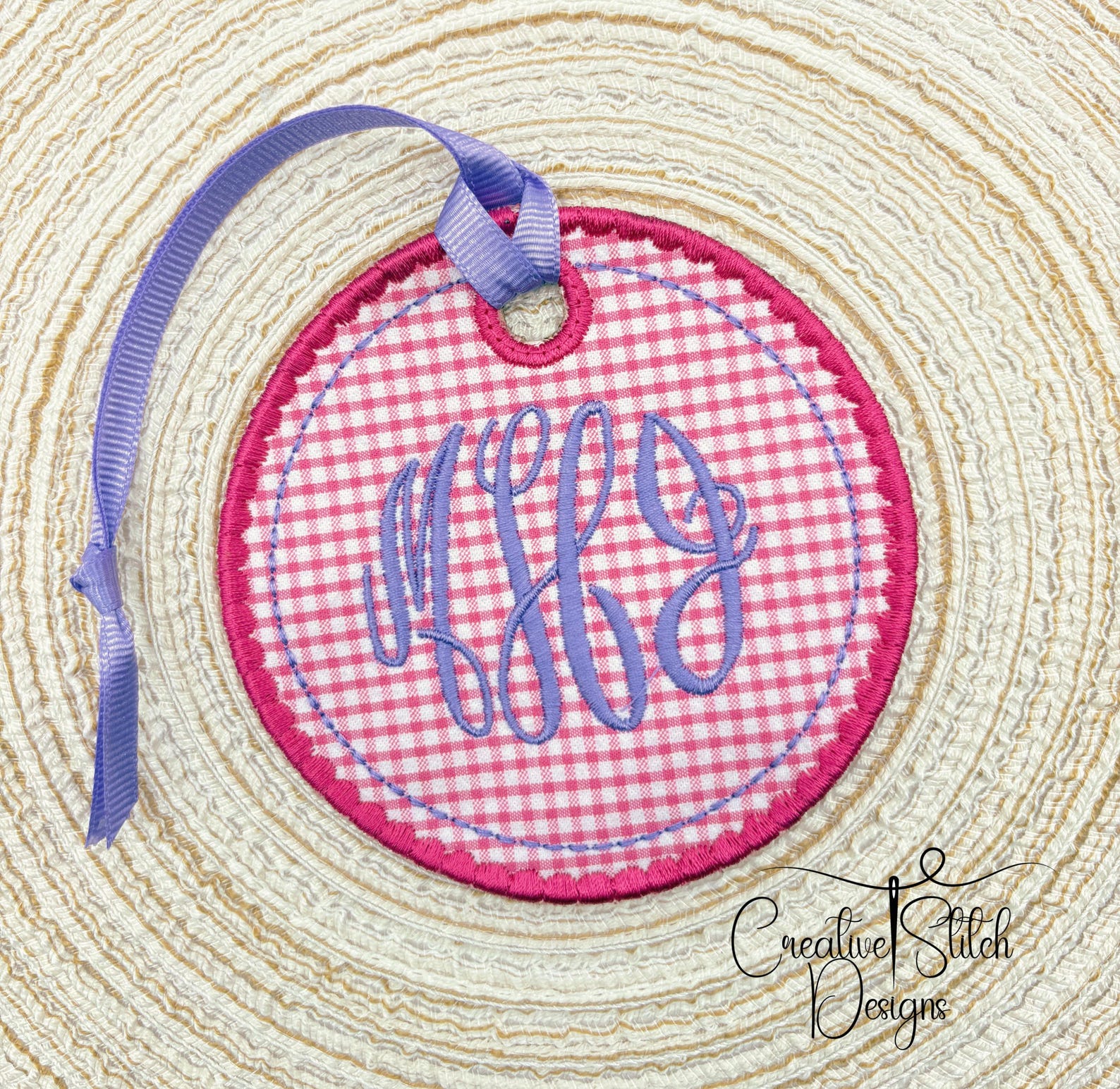 In the Hoop Scalloped Bag Tag Machine Embroidery File,luggage Tag ...