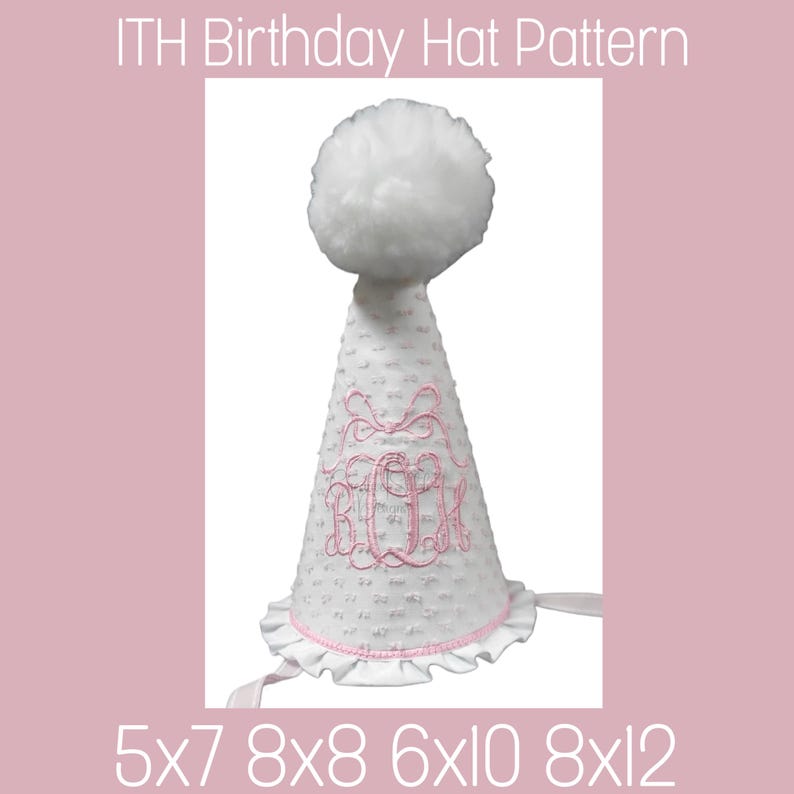 In the Hoop Birthday Hat Pattern Embroidery Design for Babies or ...
