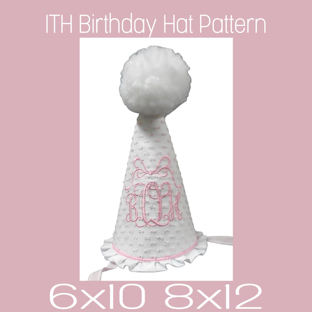 In the Hoop Birthday Hat Pattern Embroidery Design for Babies or ...