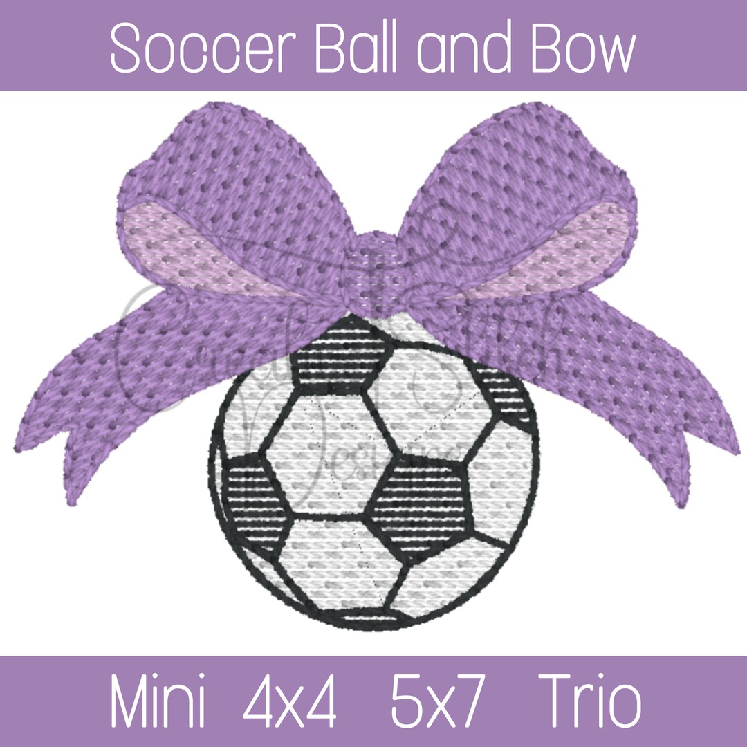 Girl Soccer Embroidery Design, Bow and Soccer Embroidery Design, Sports ...