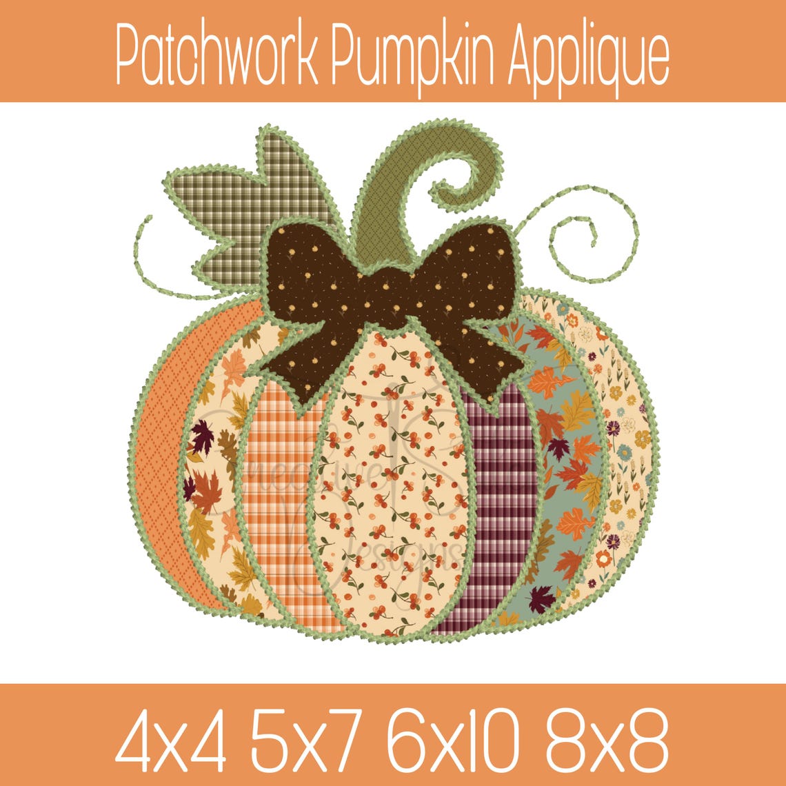 Patchwork Pumpkin Applique Embroidery Design: Thanksgiving, Halloween ...