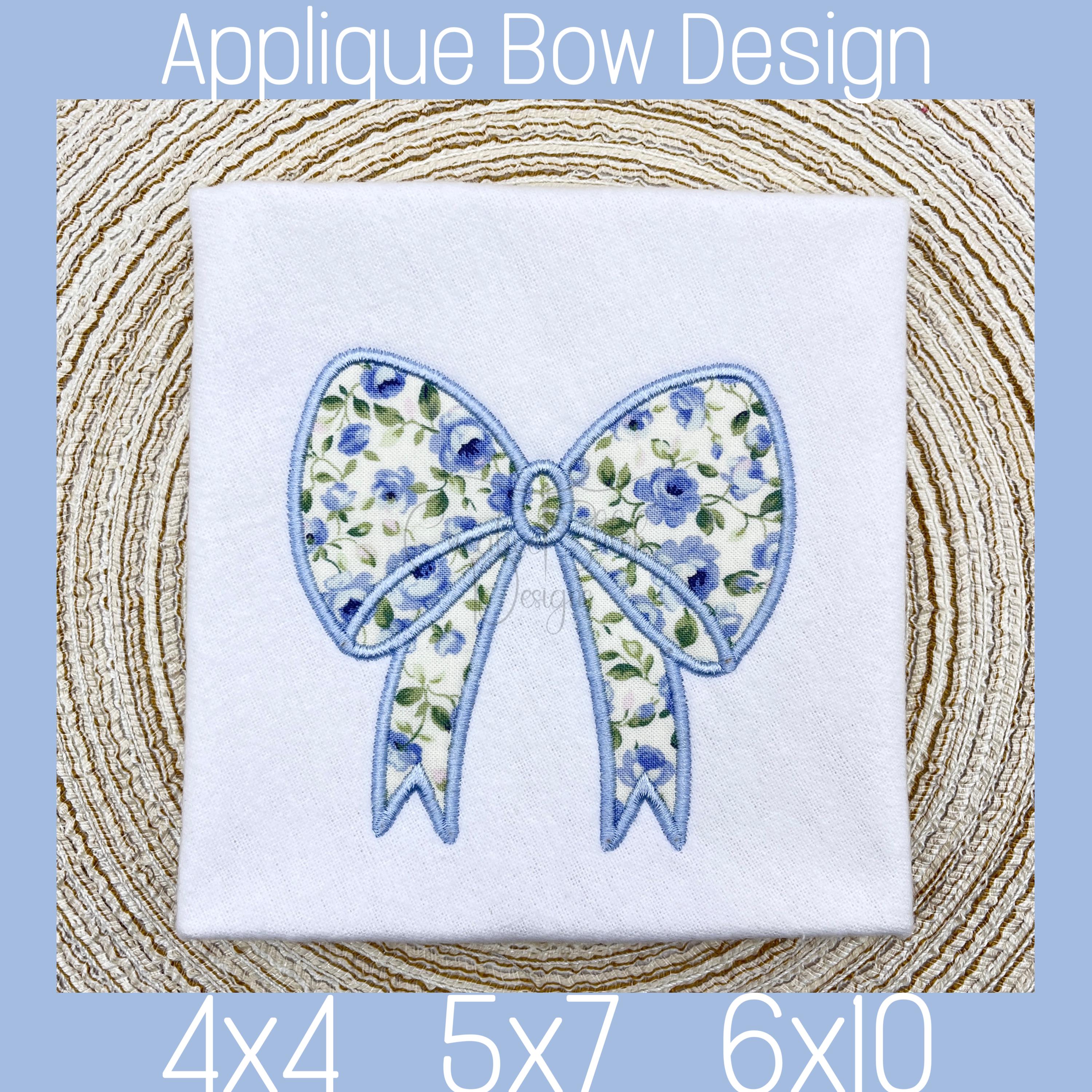 Bow Applique Machine Embroidery Design, Girl's Bow Applique Embroidery ...