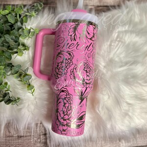 Engraved Stanley Tumbler: Peony Floral Laser Etched Quencher - Etsy
