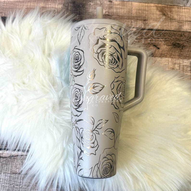 Laser Engraved Brumate Era Tumbler: Rose Design, Dune Color, 40oz ...