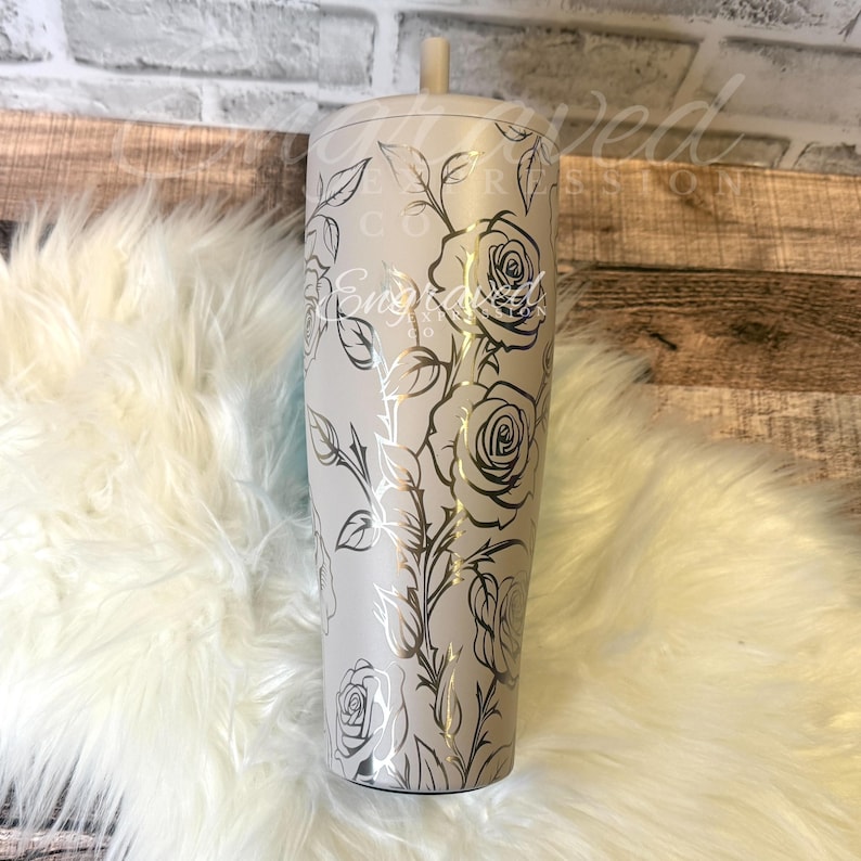 Laser Engraved Brumate Era Tumbler: Rose Design, Dune Color, 40oz ...