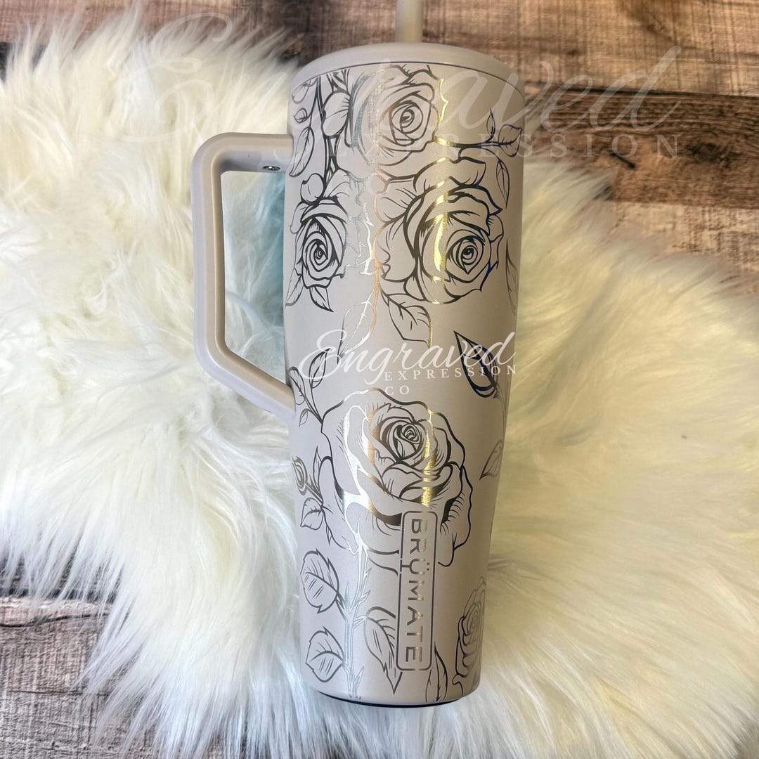 Laser Engraved Brumate Era Tumbler: Rose Design, Dune Color, 40oz ...