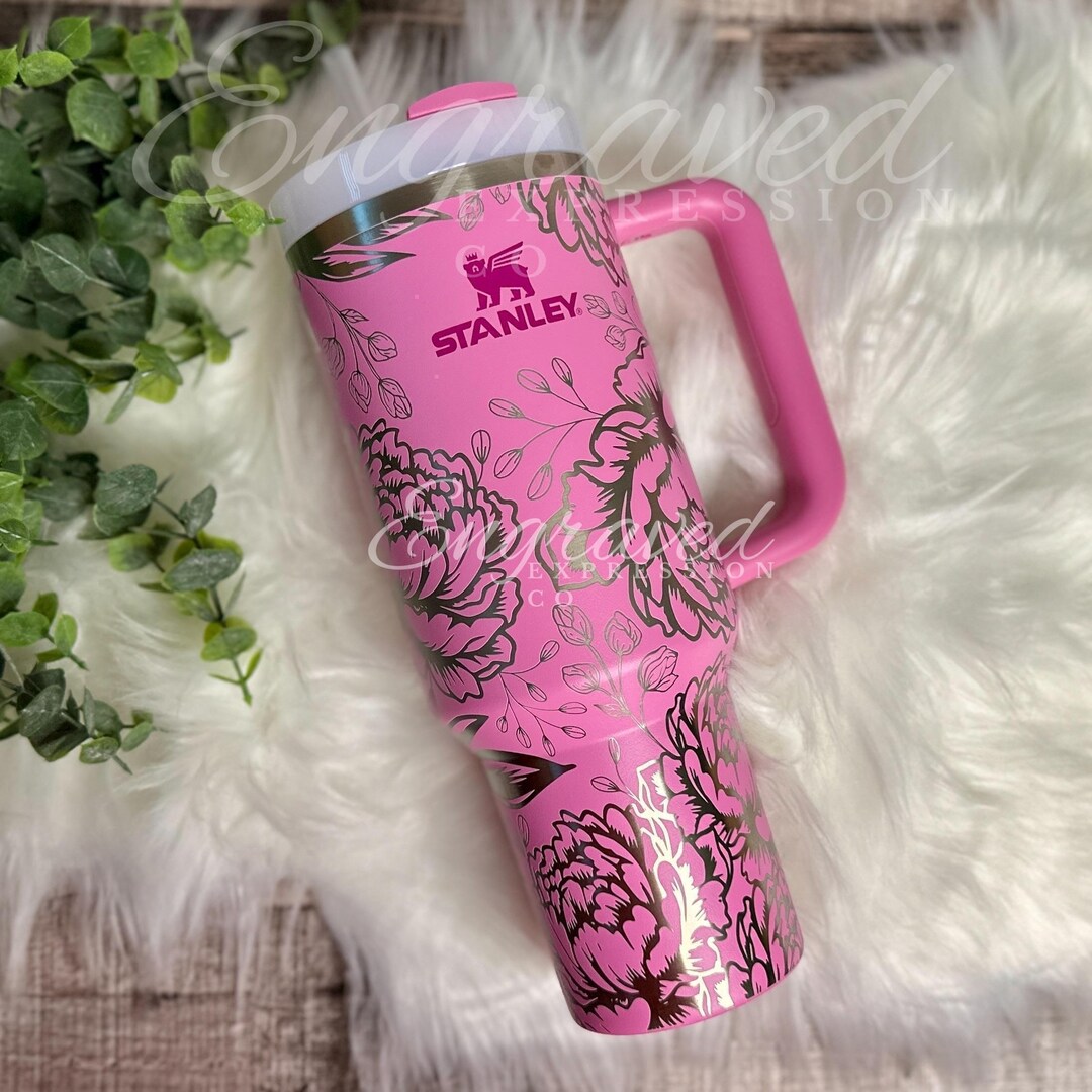 Engraved Stanley Tumbler: Peony Floral Laser Etched Quencher - Etsy