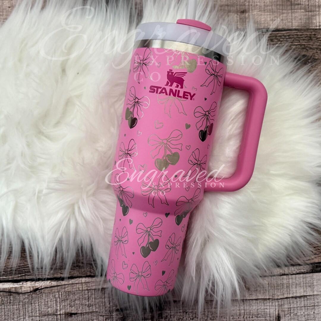 Engraved Stanley Quencher Bow Design Etched Coquette Bow Stanley ...