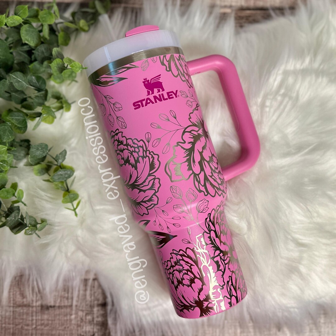 Engraved Stanley Tumbler Laser Etched Stanley Cup Peony Florals ...