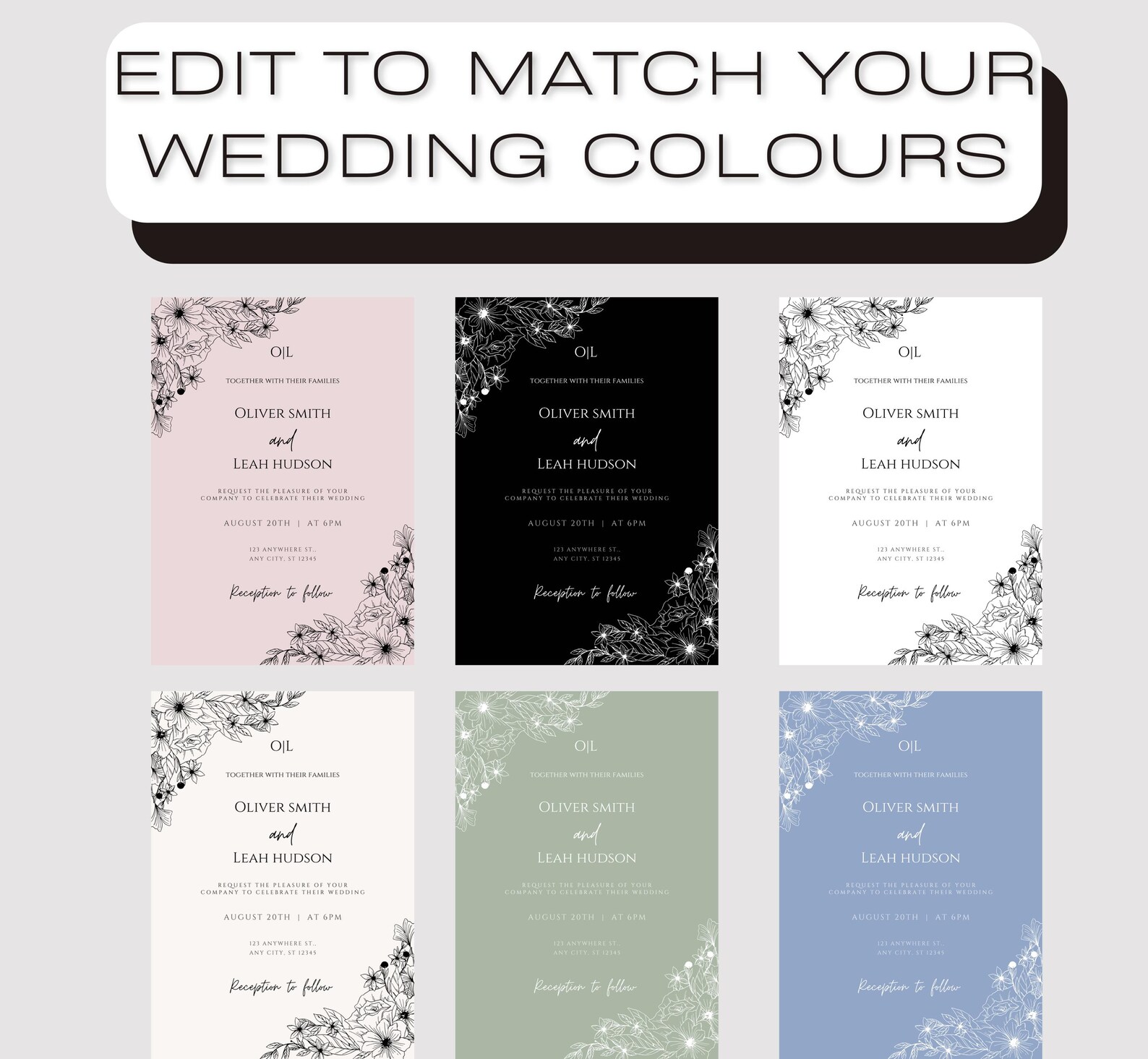 Editable Wedding Invitation Template Printable Custom Canva Wedding ...