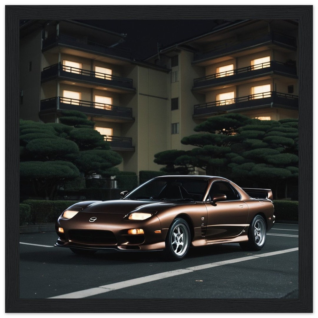 RX7 Poster Framed, Cool Car Poster, Car Wall Art, Mazda Rx7, Animated ...