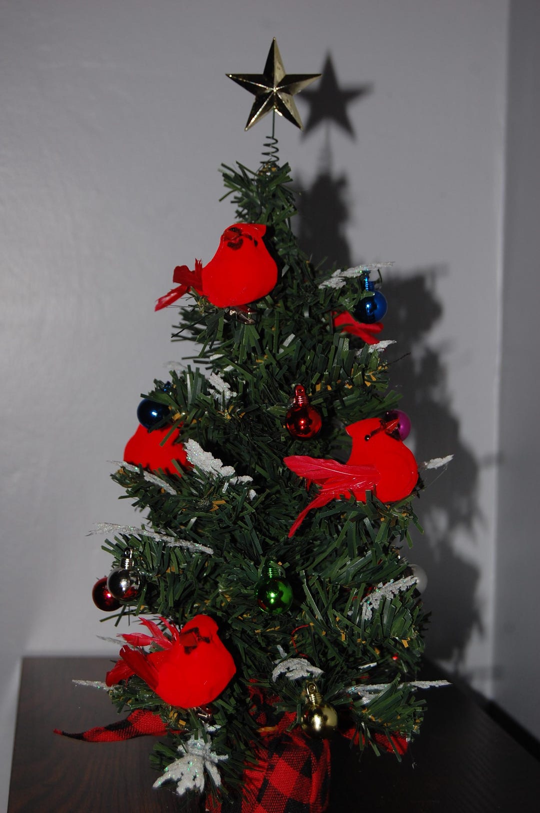 Tabletop Cardinal Bird Christmas Tree With Star Topper - Etsy