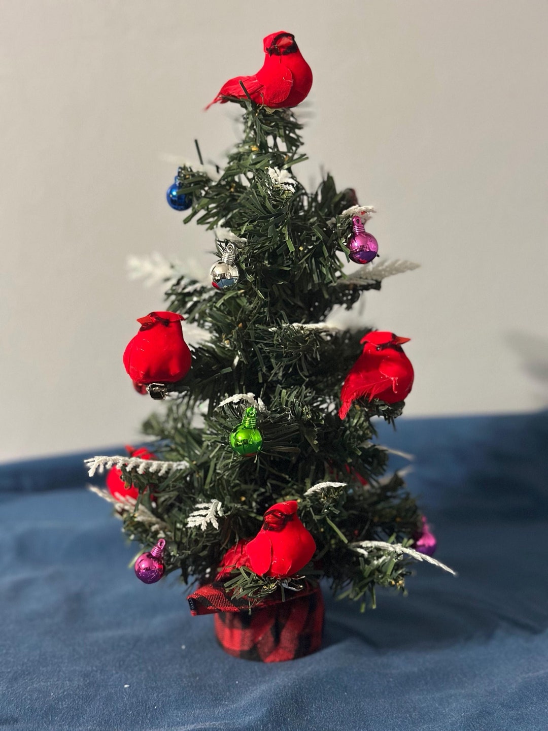 Tabletop Cardinal Bird Christmas Tree - Etsy