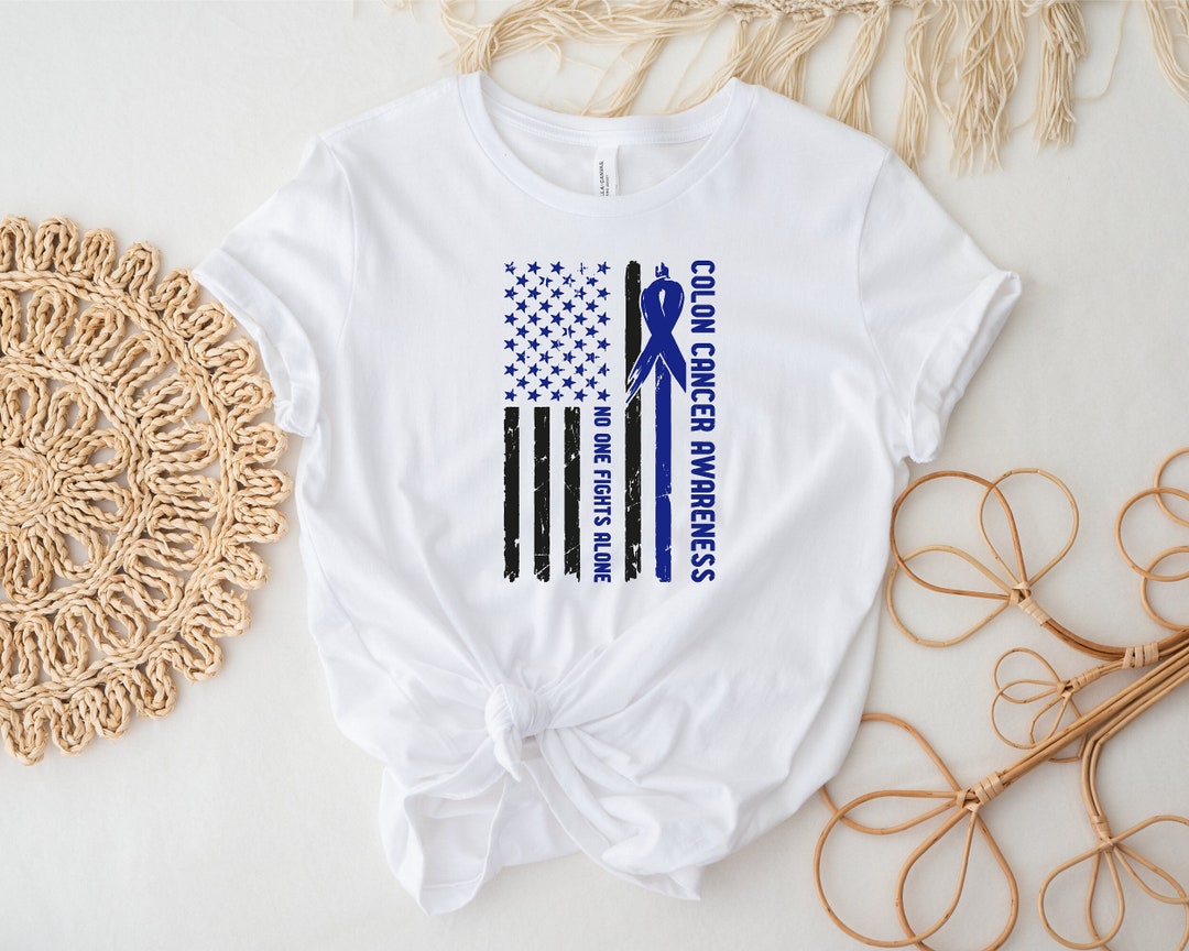 Colon Cancer Awareness Shirt, Cancer Ribbon Graphic Tees, Cancer ...