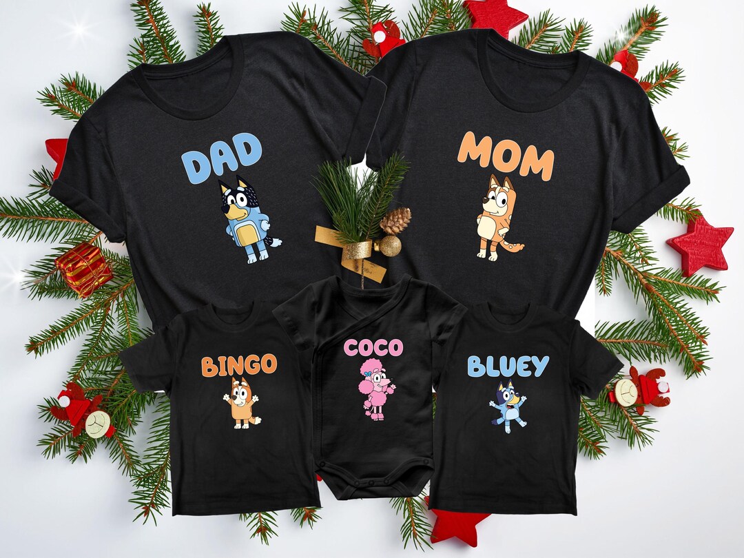 Bluey Family Christmas Shirts, Christmas Family Matching Shirts, Bluey ...